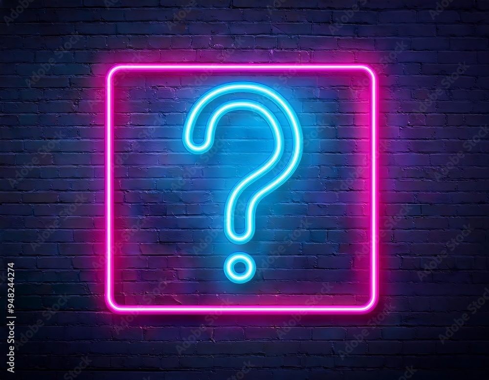 realistic vector neon sign featuring question answer frame designed ...