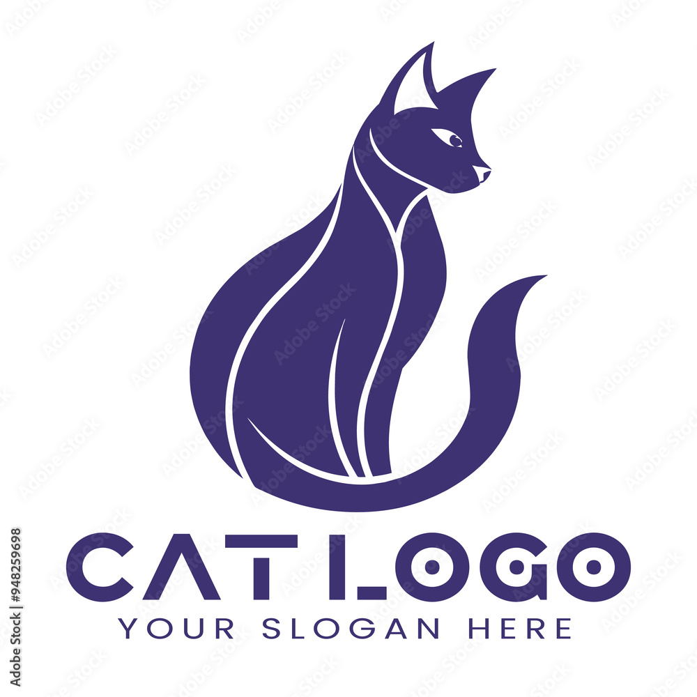 Blue Cat logo icon vector silhouette isolated on white background ...