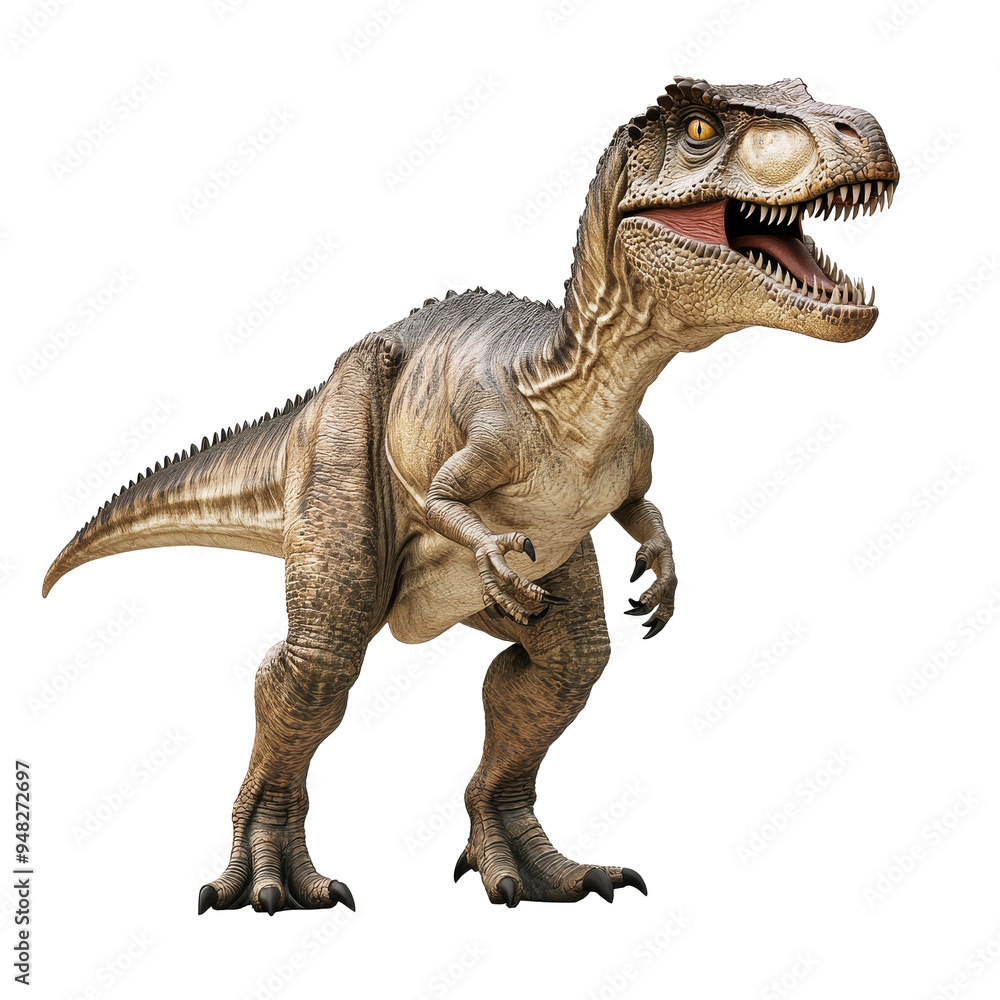 Giganotosaurus dinosaur standing and roaring isolated on white ...