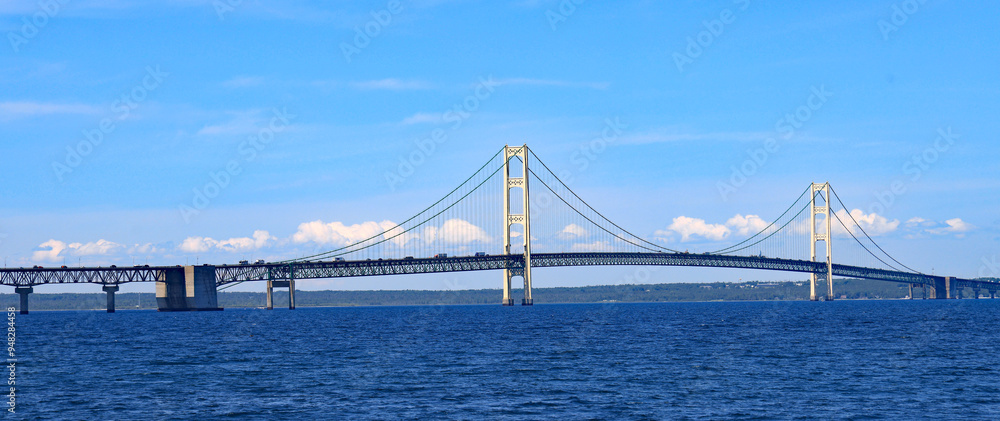 The Mackinac Bridge is a suspension bridge that connects the Upper and ...