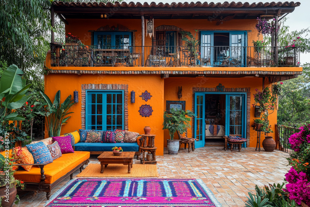 Mexican Style House. Generated image. A digital illustration of an ...