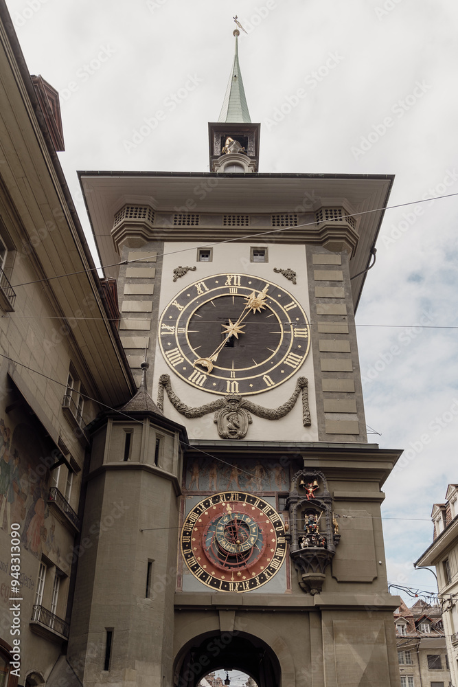 Astronomical dial of the Zytglogge, medieval clock tower landmark of ...