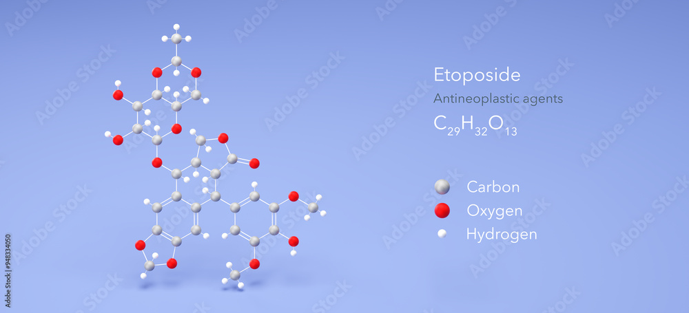 etoposide molecule, molecular structure, antineoplastic agents, 3d ...