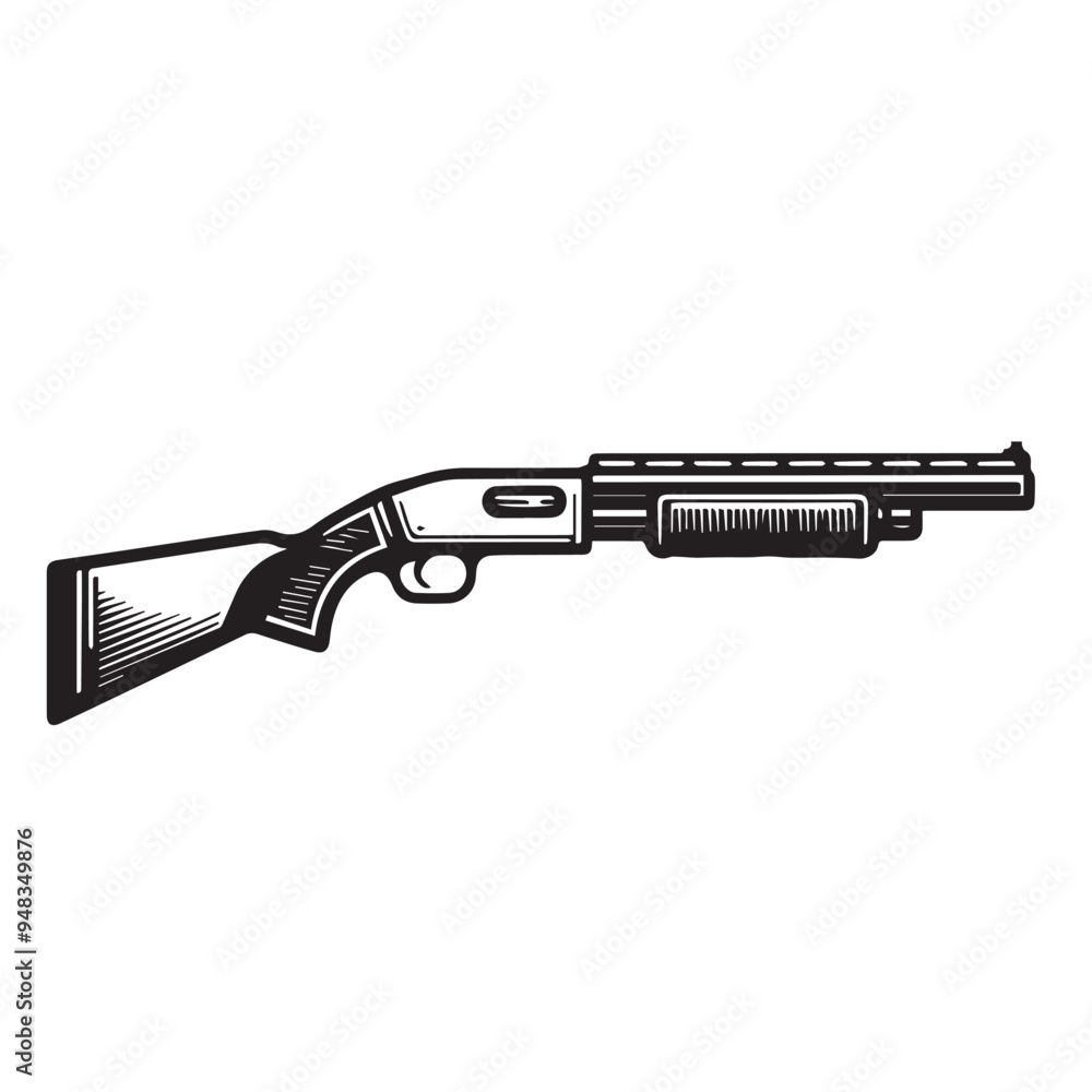Double Barrel Shotgun Outline Vector, Shotgun Vector, Hunting Gun Clipart Stock Vector | Adobe Stock