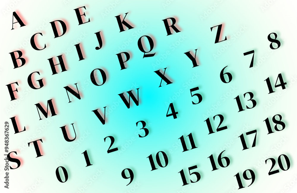 English Alphabets A to Z Numbers 0 to 20 Stock Vector | Adobe Stock