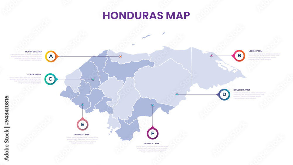A map of the Honduras. Honduras infographic vector illustration with ...