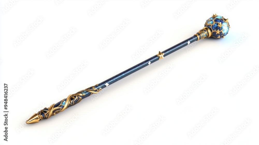 3D realistic rendering of a fantasy magic wand in a cartoon style A ...