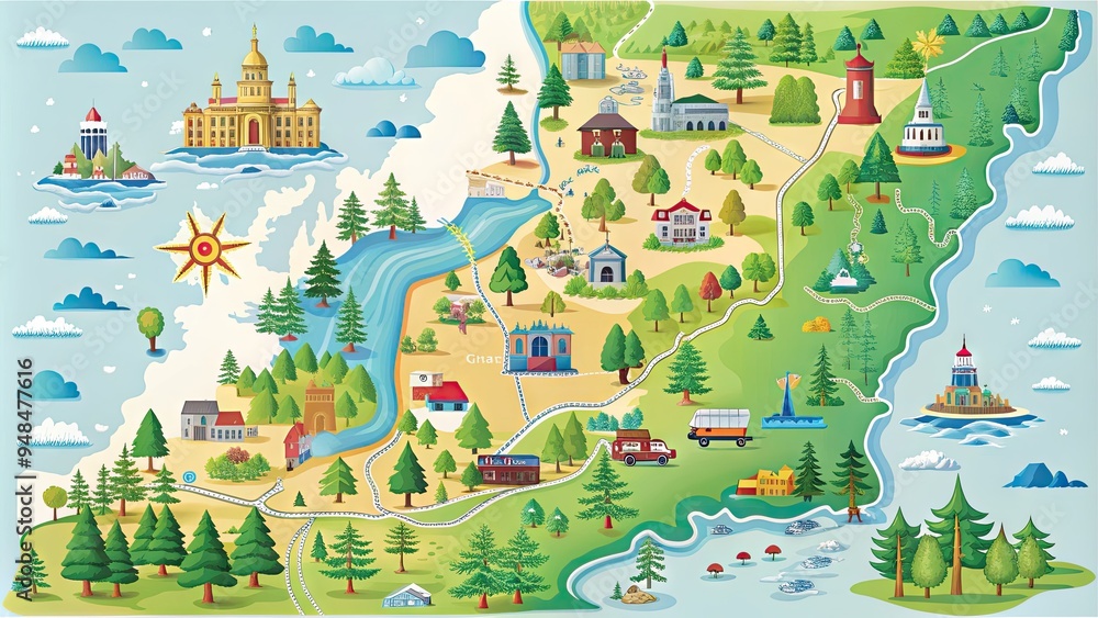 Illustrated vector map of New Hampshire featuring detailed borders ...