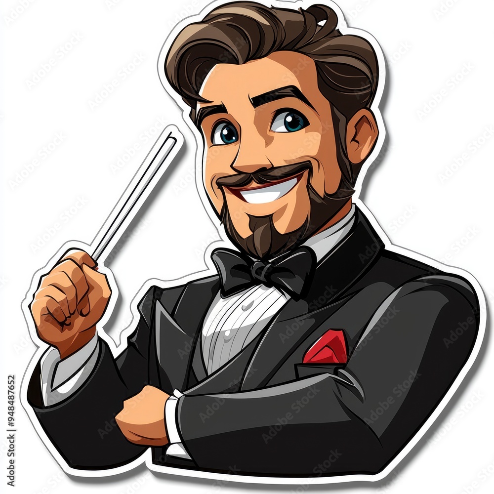 Cartoon Conductor Holding Baton Stock Illustration | Adobe Stock