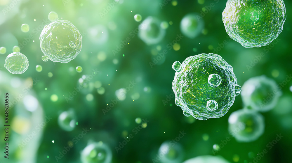 Artistic representation of chlorophyll molecules interacting with human ...