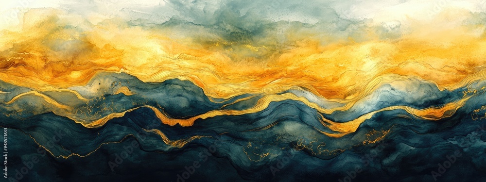 Watercolor illustration of an abstract background showcasing flowing ...