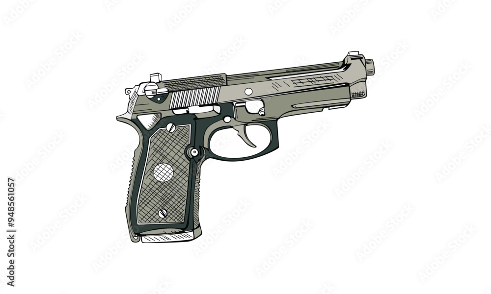Weapons and Armors vector. Vintage cowboy gun. Vector illustration of a ...