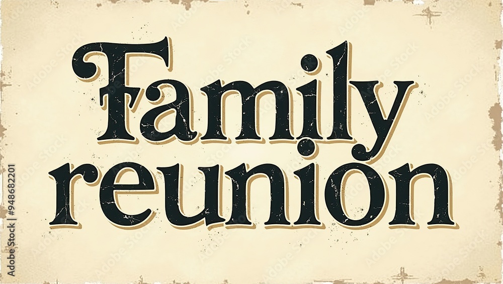 Vintage family reunion text design in elegant lettering style Stock ...