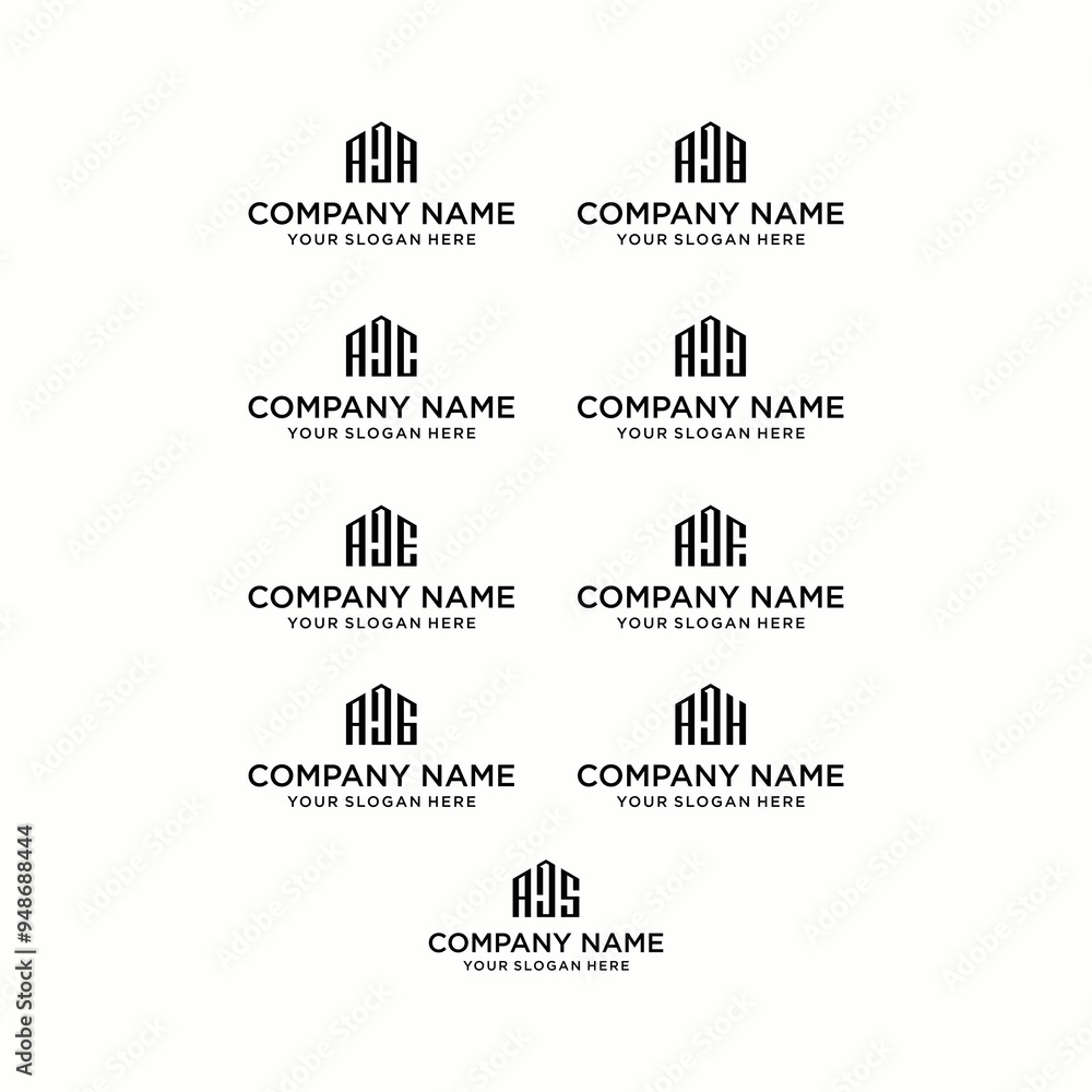 ADA,ADB SET letter logo in the form of pentagon and cube logo with ...