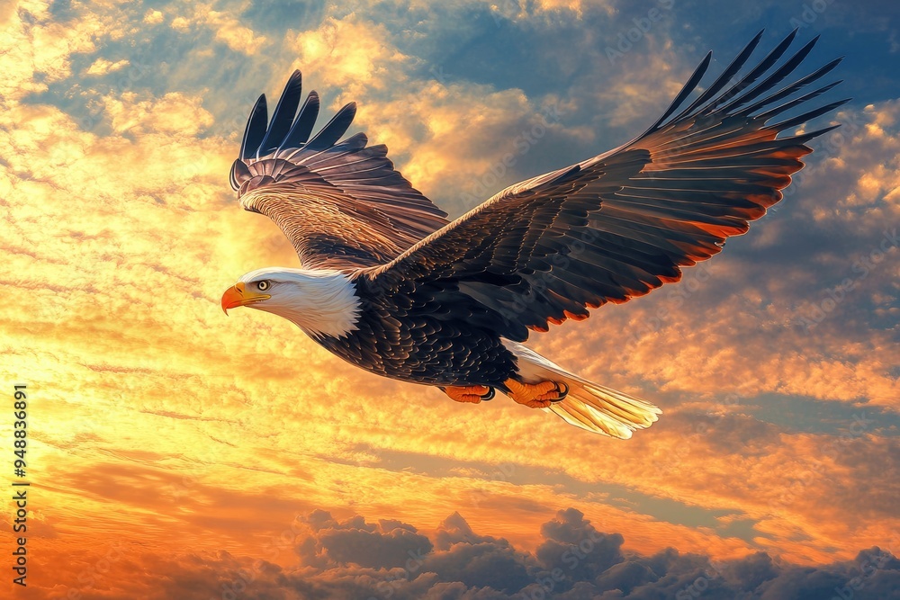 Soaring Eagle Mascot. Truth and Freedom Symbolized by Bald Eagle Flying ...