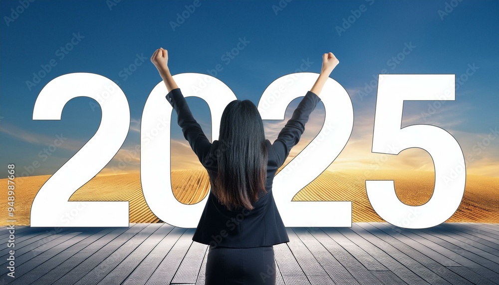 Businesswoman who wants to start the year 2025. Concept of new ...