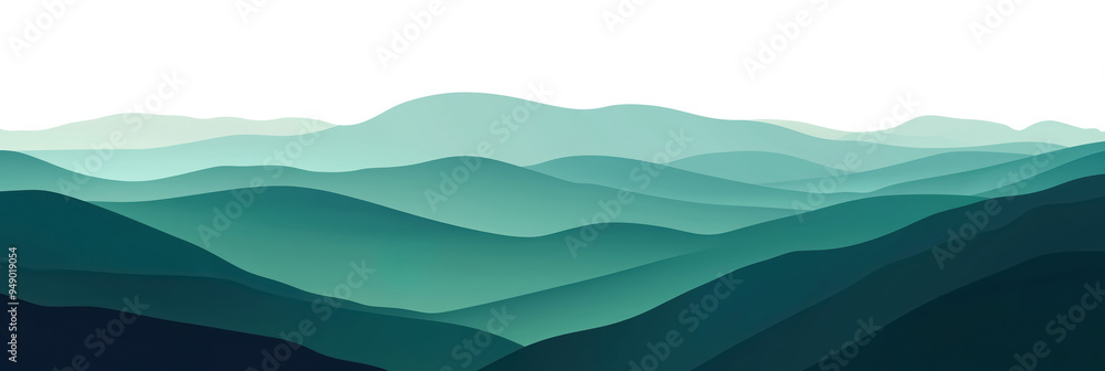 A mountain landscape featuring a series of soft, overlapping hills and ...