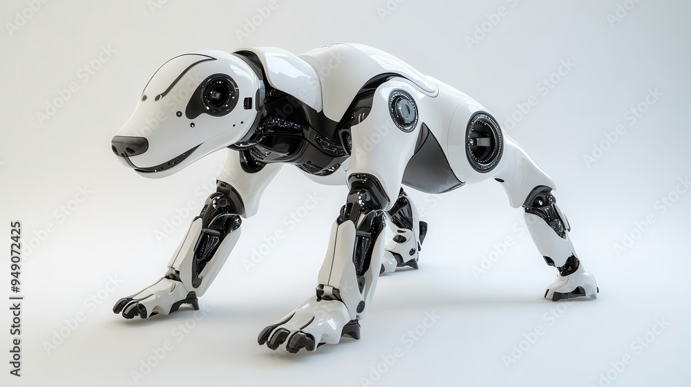 A robotic dog equipped with advanced sensors demonstrates its agility ...