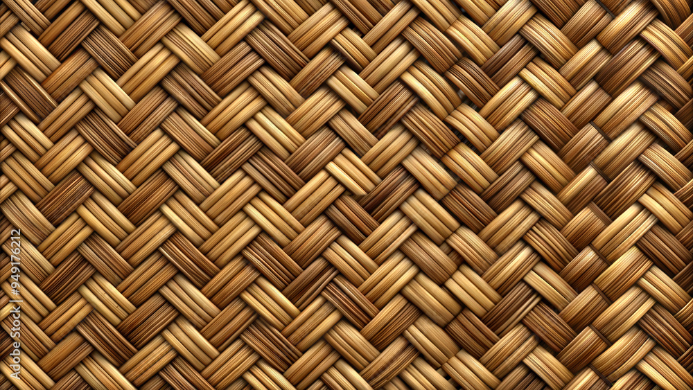 Seamless woven rattan with natural brown tones texture, realistic ...