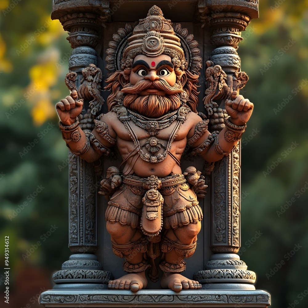 Narasimha the Fierce Avatar of Vishnu Emerging from a Pillar to Protect ...