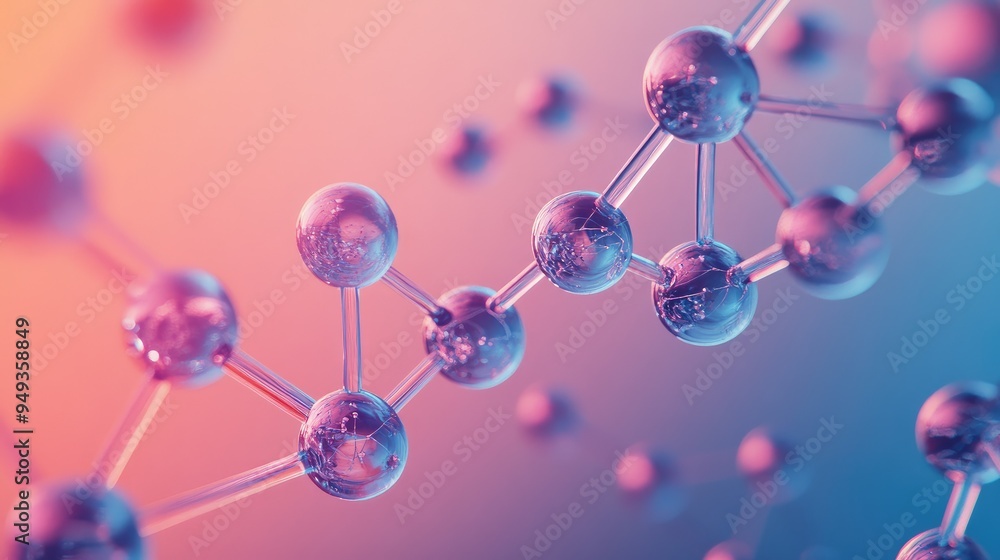 Molecular model with interconnected atoms forming a complex chemical ...
