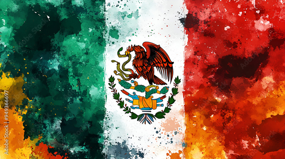bandera mexicana pintada en acrilico tradicion y cultura de mexico ...