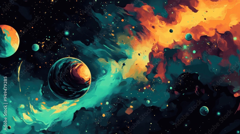 Imaginary universe depicted in bitmap format Rasterized background ...