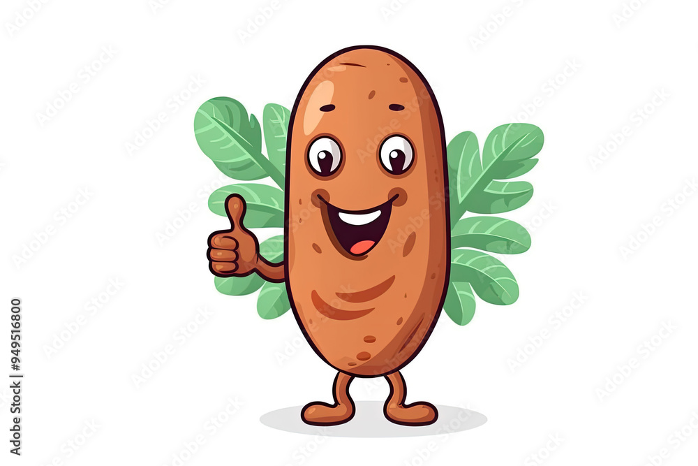 Smiling Tamarind Cartoon Character Giving Thumbs Up Gesture Playful and ...