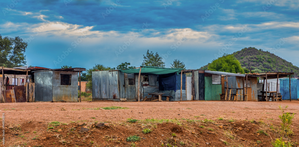 shanty town , shack made of corrugated sheet galvanized metal, township ...