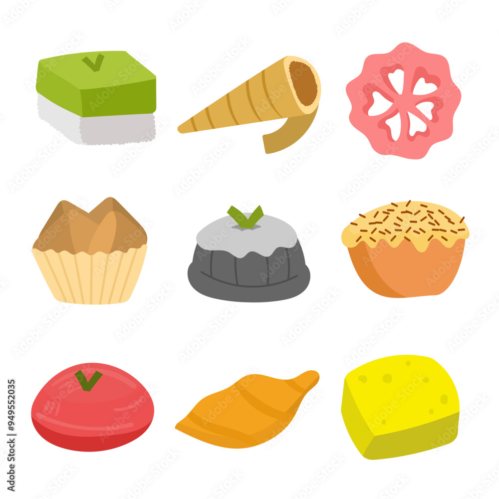 Jajanan tradisional indonesia vector set, collection of indonesian ...