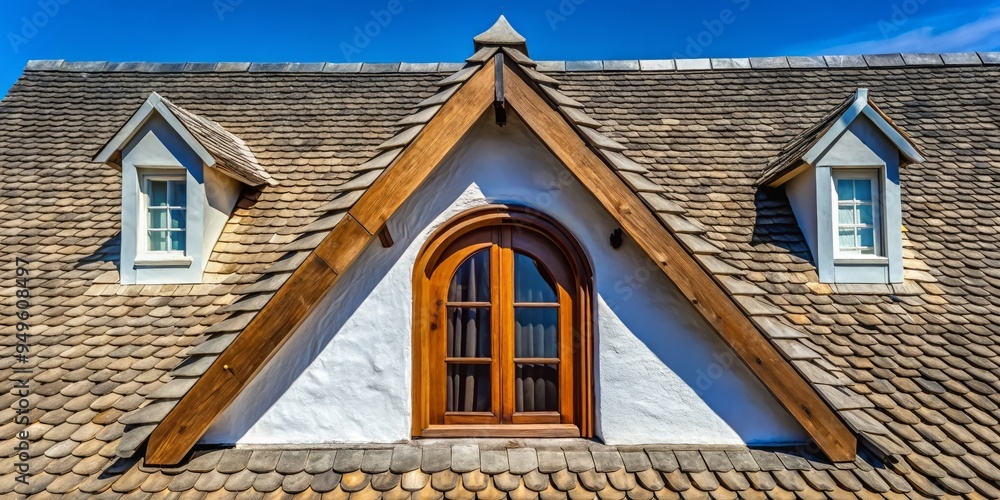 A photo captures a house roof's snowy white shingles, accentuated by a ...