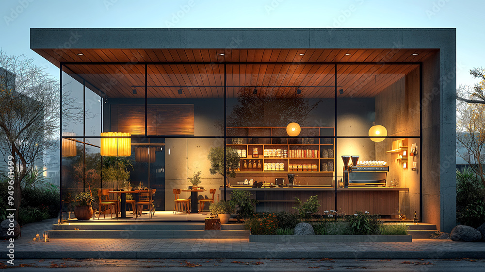 Exterior facade of cafe shop and restaurant design Minimal and Luxury ...