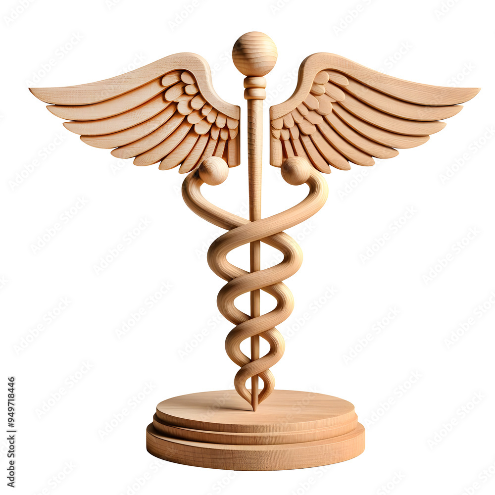 Wooden Caduceus medical symbol isolated on transparent background PNG ...