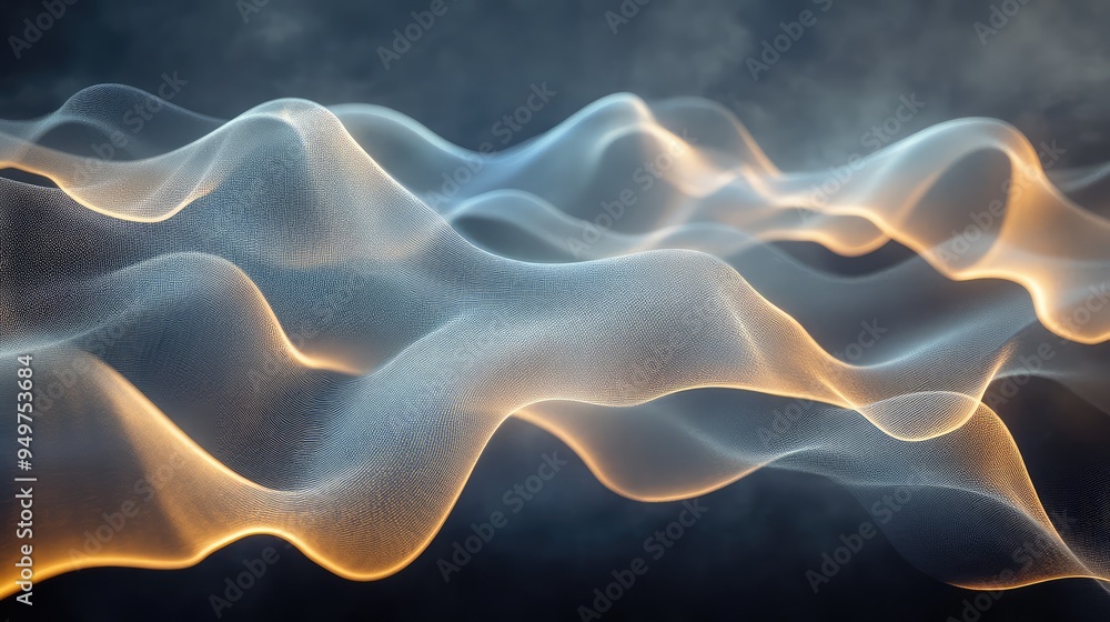 Abstract image of light waves with subtle distortions, creating an ...