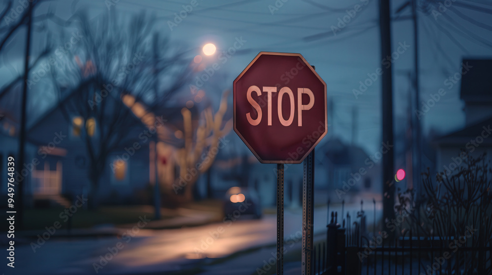 Red octagonal traffic sign, prominent in urban settings, signaling ...