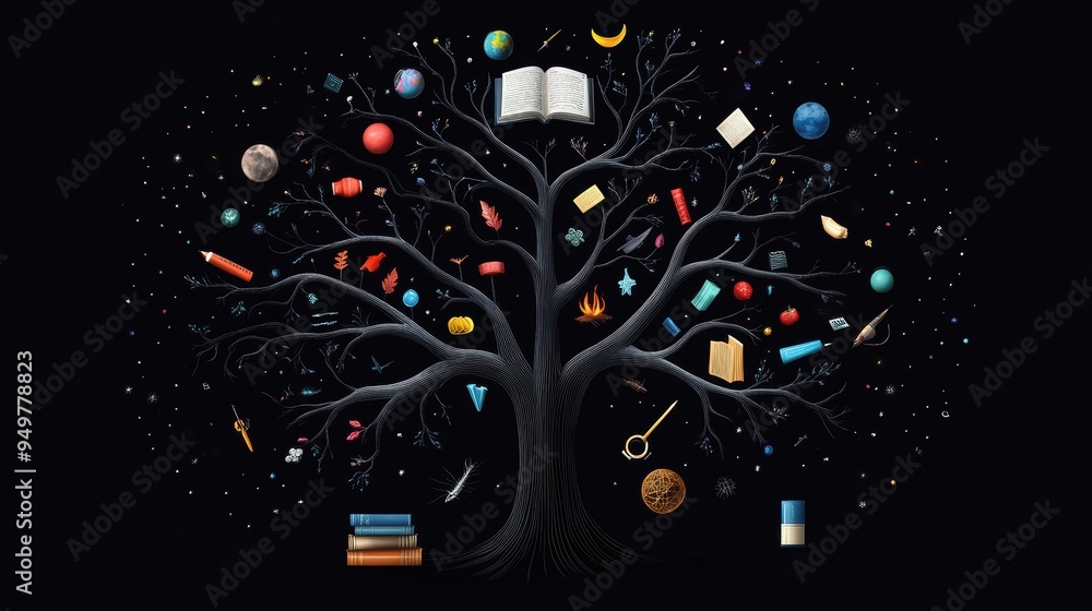 A circular mind map showcasing the different branches of knowledge in a ...