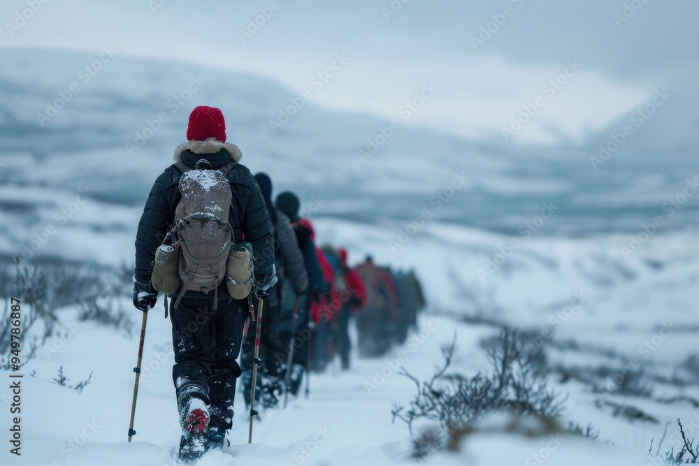 Arctic Trailblazers: A line of adventurers brave the icy wilderness ...