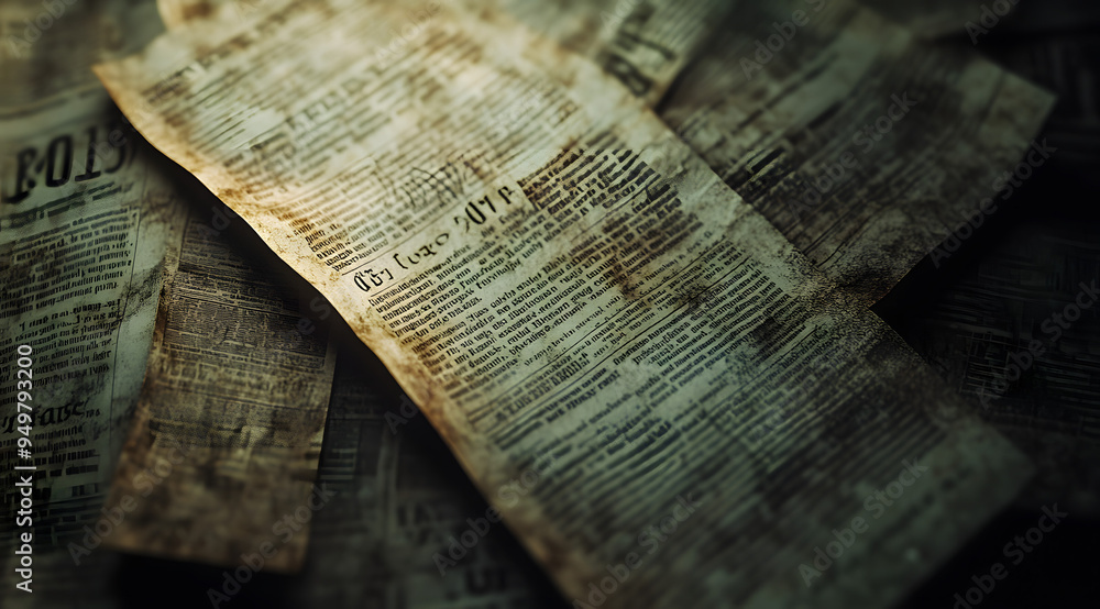 A Distressed Aged Newspaper Texture with Faded Text and Worn Edges ...