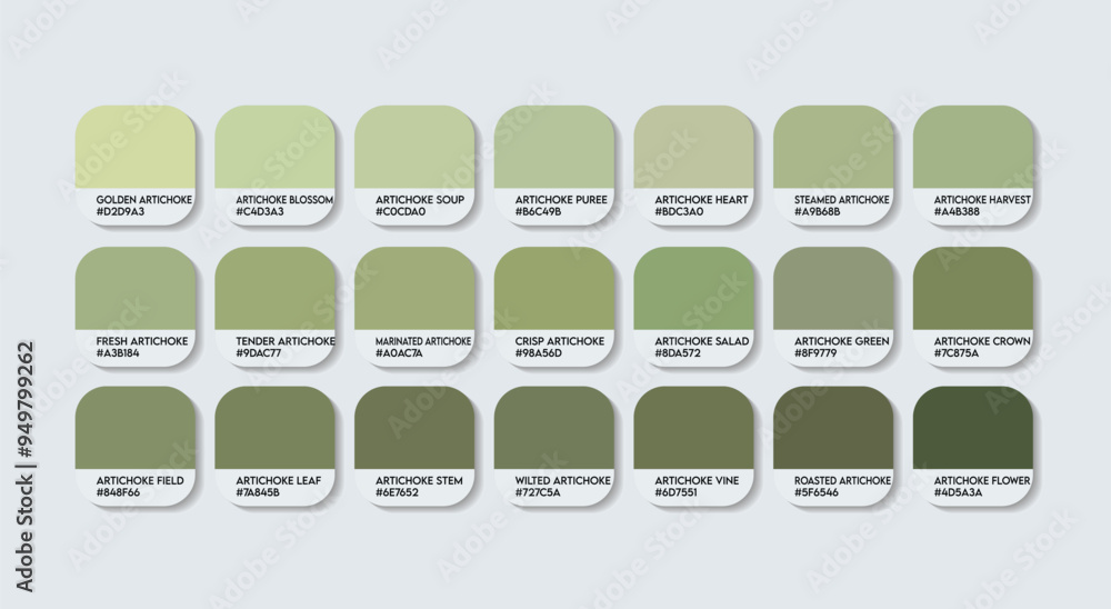 Artichokes Color Palette, Artichokes Color Guide Palette with Color ...