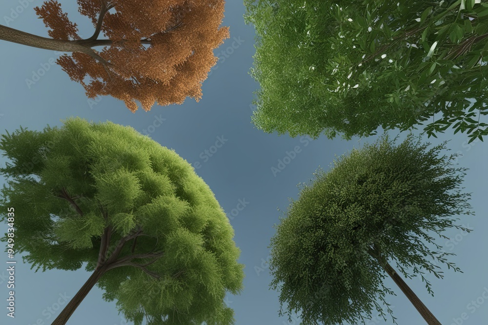3D Tree Visualization of Beech Carya Ovata and Holly from Zenith ...