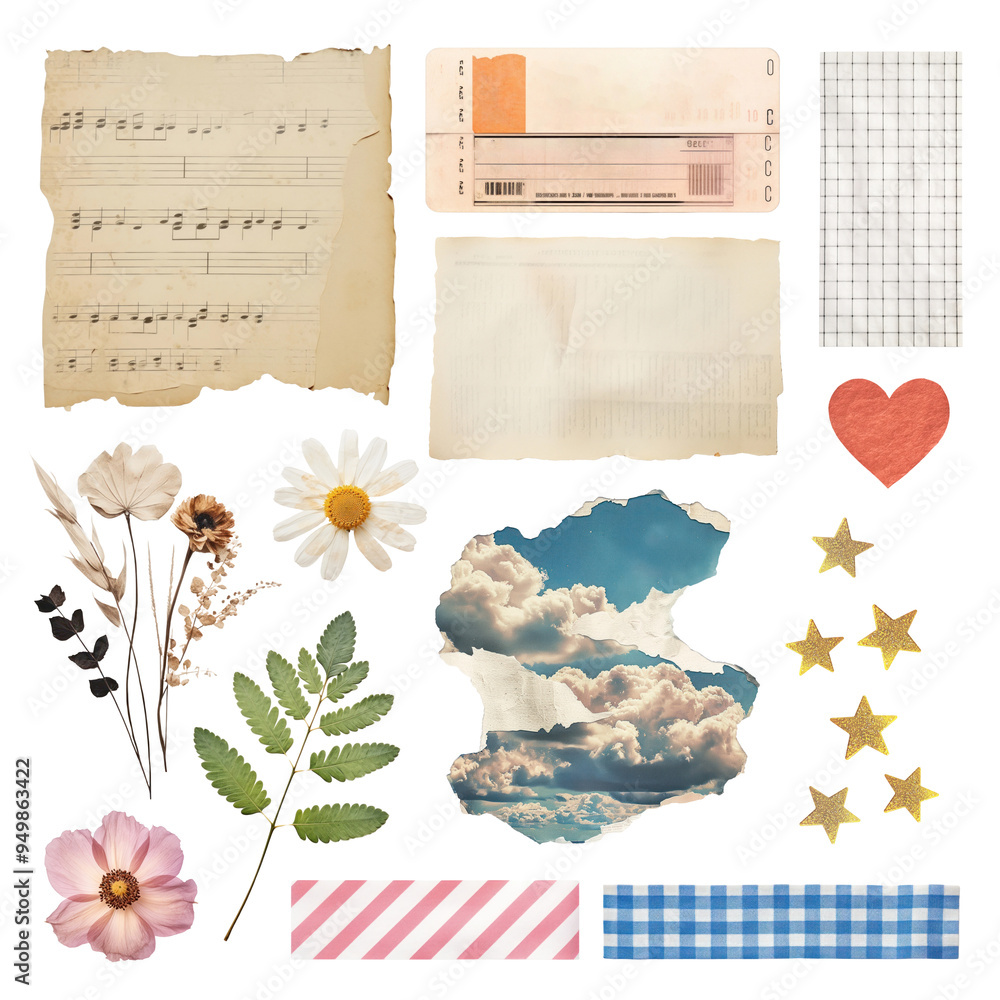 PNG paper collage set, transparent background Stock Photo | Adobe Stock