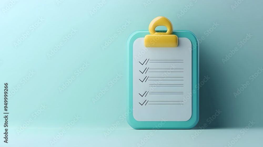 3d Clipboard, checklist symbol. Assignment target icon. Project task ...