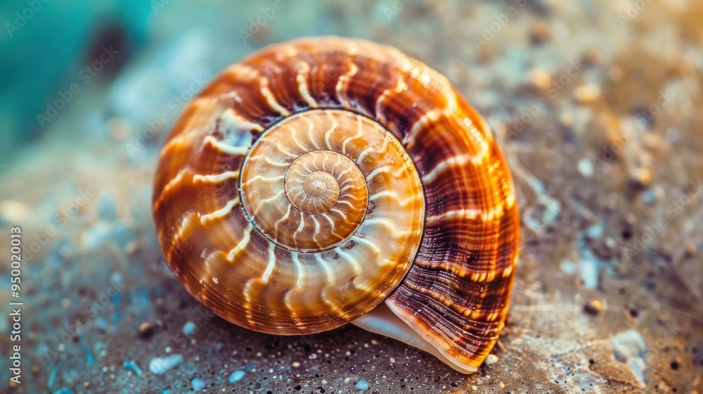Abstract wallpaper featuring a nautilus shell, with a focus on its ...