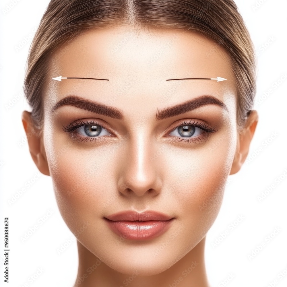 Beautiful lady face with arrows, botulinum toxin injections in woman's ...