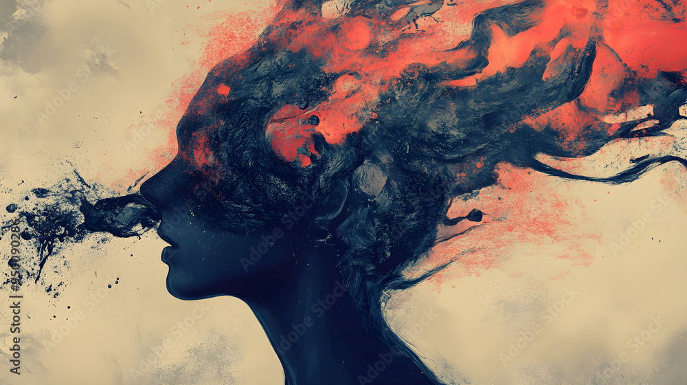 Ilustración de Stock The Impact of Negative Thoughts on Mental Health ...