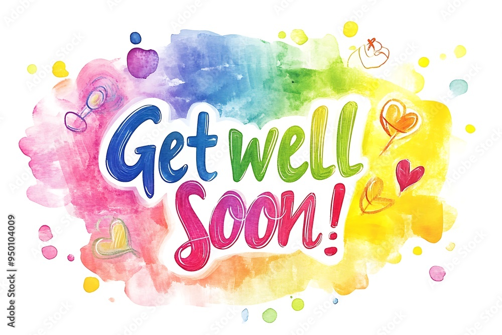 Healing Wishes - Bright "Get well soon!" Text with Abstract Symbols in ...