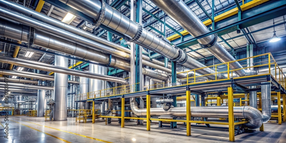 Pipeline and pipe rack in an industrial plant , petroleum, chemical ...