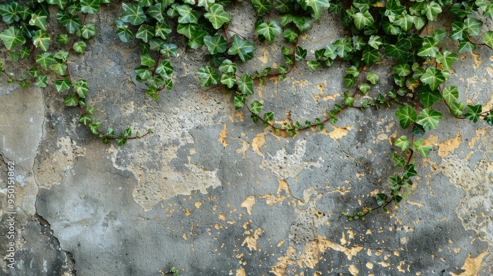 Lush and vibrant creeping vines and ivy plants overtaking and ...