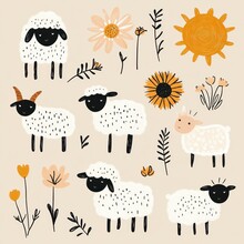 Whimsical Sheep Doodle Drawing Free Stock Photo - Public Domain Pictures
