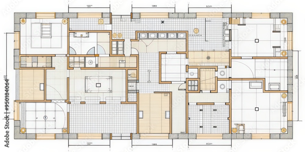 Architectural floor plan background with detailed layout and dimensions ...